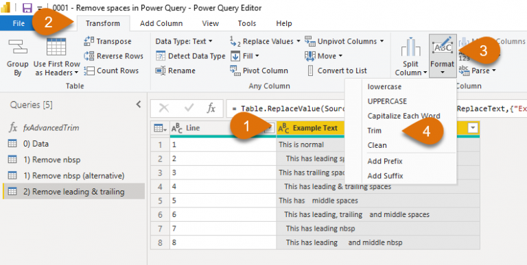 Remove spaces in Power Query (the easy way) - BI Off The Grid