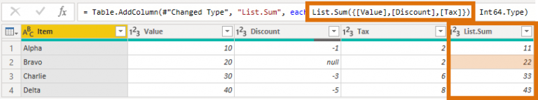 List.Sum in Power Query: 10 simple examples
